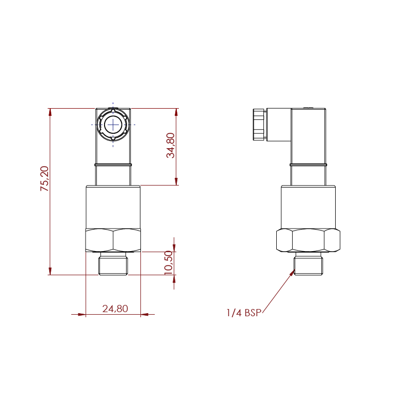SHUK INDUSTRIAL . Producto: WNK80MA 5 BAR 0-10V DIN G1/4 - Shuk Industrial